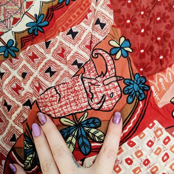 New Aura | Tops | Vintage Indian Rayon Vest In Orange Multi Print ...